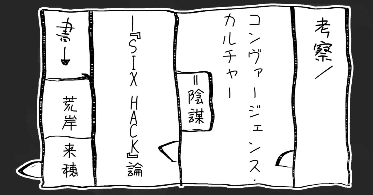 考察／コンヴァージェンス・カルチャー＝陰謀 『SIX HACK』論（試し読み）｜荒岸来穂
