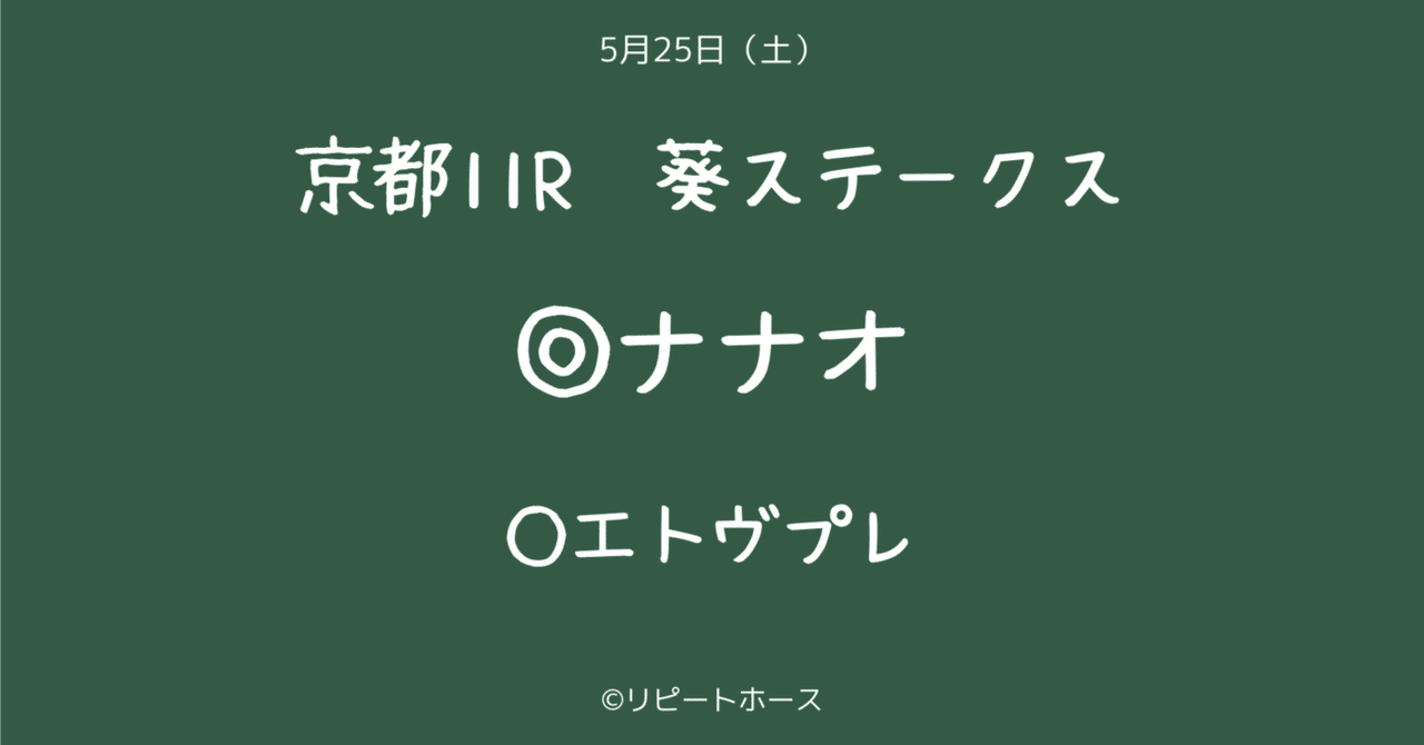 葵ステークス G3 5/25(土) 京都競馬 11R JRA｜リピートホース