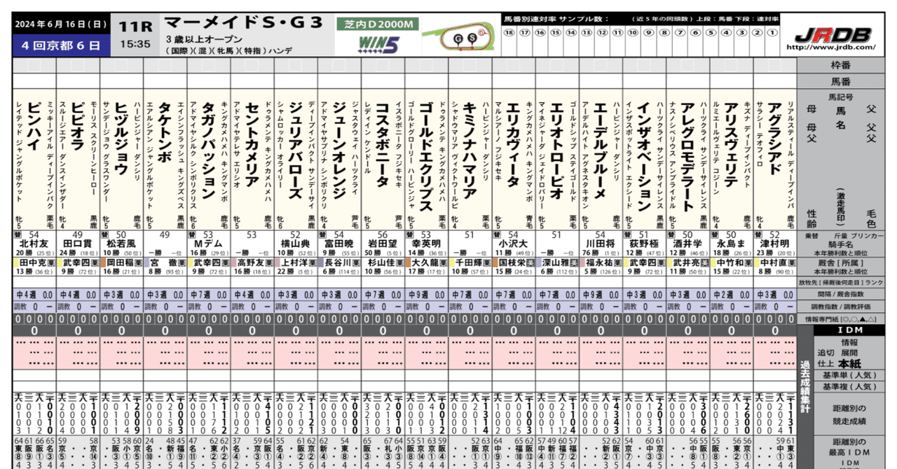 新ウェブレーシングペーパー(特別登録版)【6月15日～6月16日】｜JRDB 競馬アラカルト