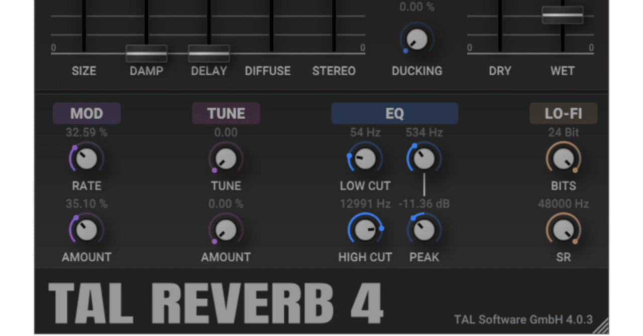 TAL REVERB 4.03 PARAMETER｜HirosanP