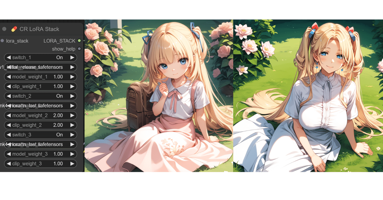 Checkpointに簡単に多くのLoRA付ける→CR LoRA mergeを使う！@ComfyUI｜shiba*2