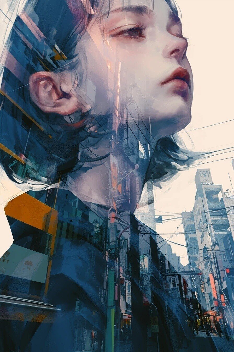 【🎁 無料開放】 土曜日になりました😆 Midjourneyのプロンプト「東京の街と女の子の多重露光風イラスト」を100円→無料にしました！よかったら試してみてくださいね！ https ...