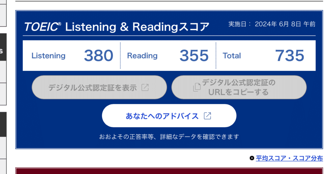 2024 6/25 TOEIC結果｜Gota