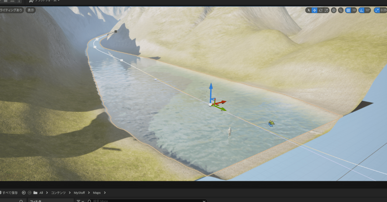 UE5備忘録 水（川）の作り方｜big salt models