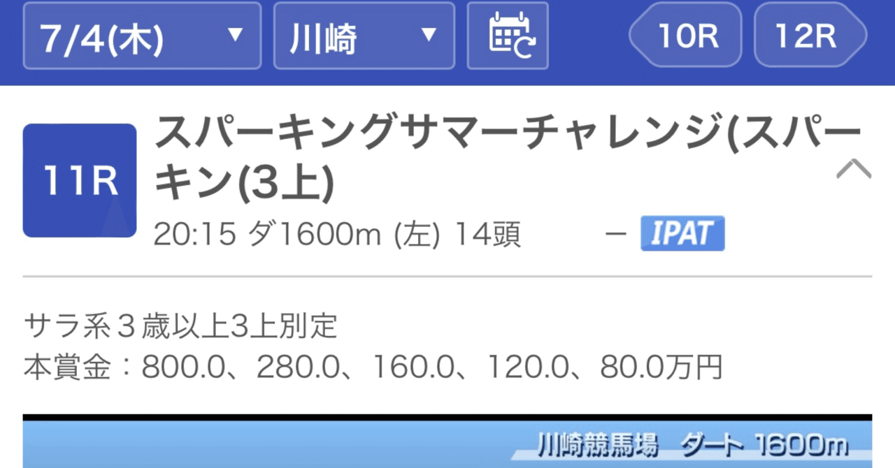 スパーキングサマーチャレンジ(3歳以上OP 11R20:15)｜たけし