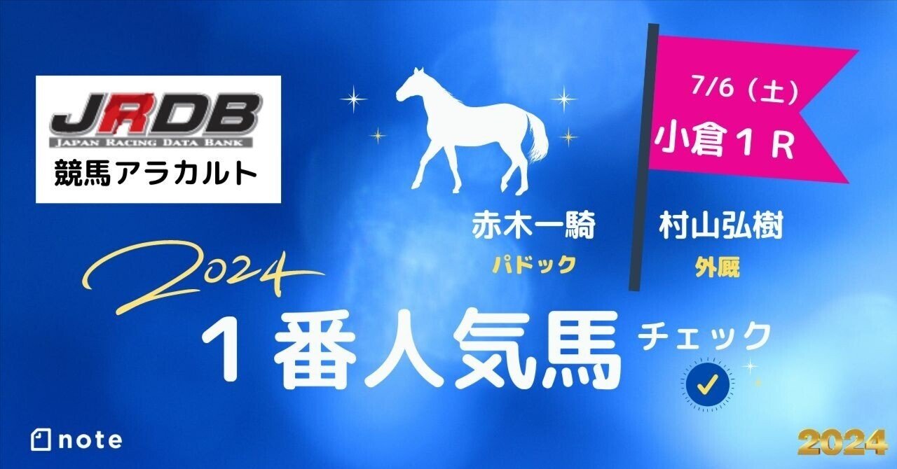 7/6（土）小倉1R 1番人気馬チェック ｜JRDB 競馬アラカルト