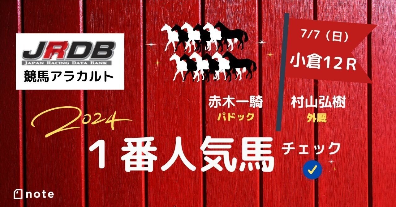 7/7（日）小倉12R 1番人気馬チェック｜JRDB 競馬アラカルト