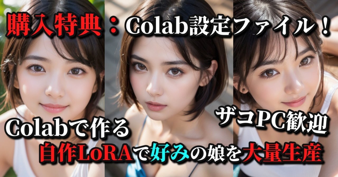 【ザコPCでも可】自作LoRAで好きなAI美女を量産する方法。TrainTrain の使い方(colab経由でのStablediffusionWebUI)購入特典アリ｜スプーン