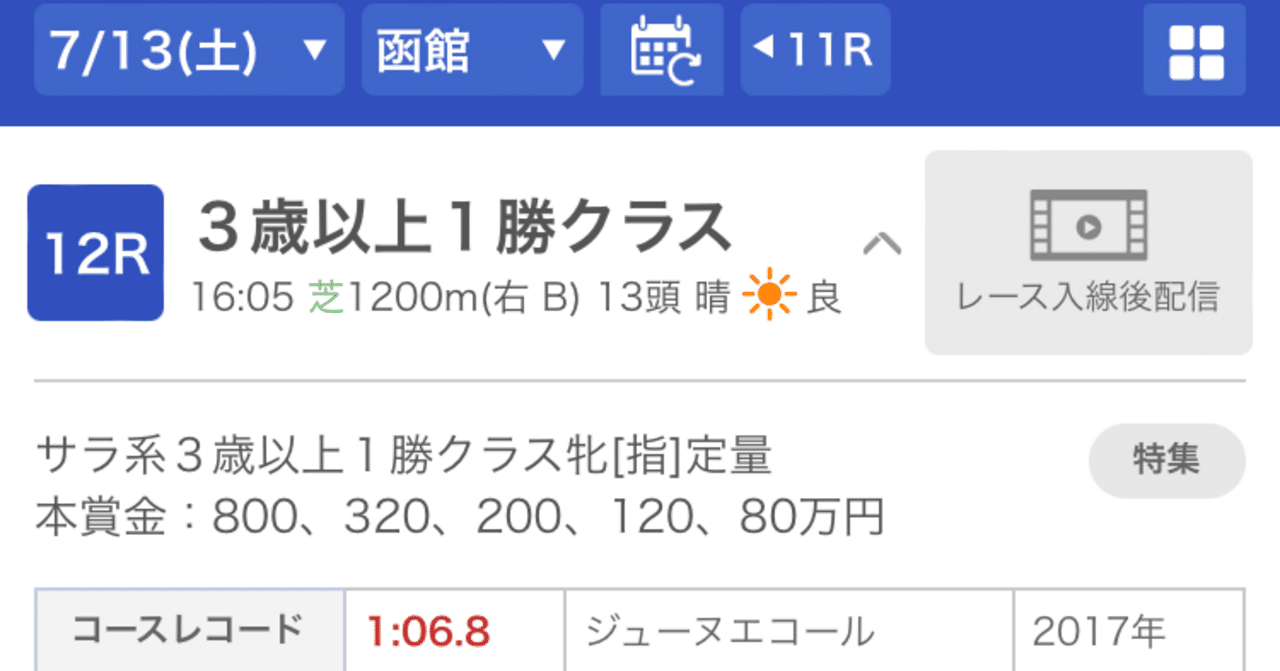 7/13（土）💫函館12R💫中央競馬予想💫16:05⏰【SSS】｜よう競馬予想🥕2024