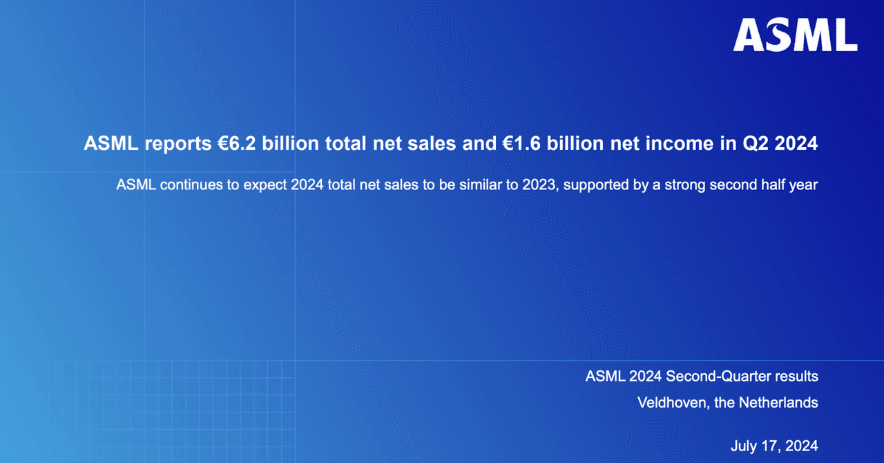 ASML Holding N.V. (ASML) Q2 2024 Earnings Call Transcript（翻訳）｜シェットランドシープドッグ