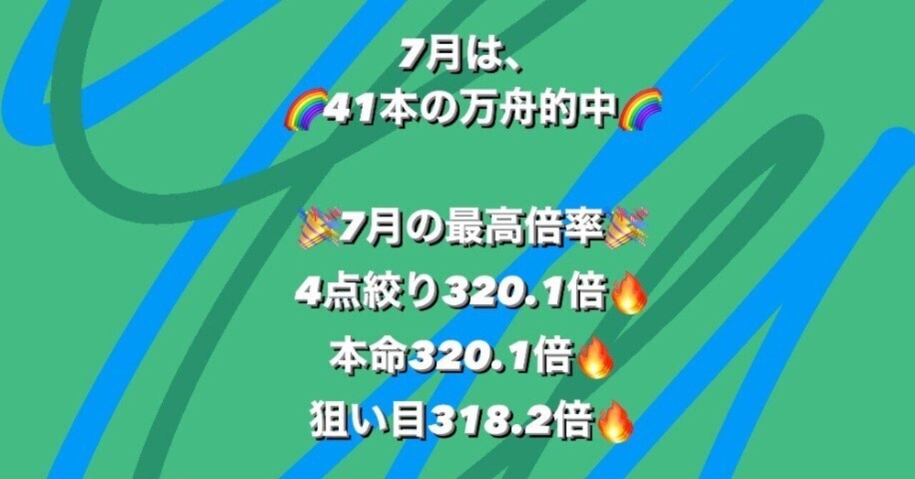 ㊗️7月競艇予想合計41本の万舟的中㊗️4点絞り3201倍🌈本命3201倍🌈狙い目3182倍🌈本日、下関3182倍含む万舟2本的中🎉🎉