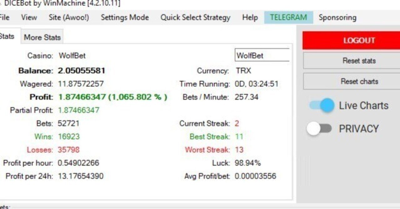 DICEBotで久しぶりに1000％超え｜MAHARAJA DICE