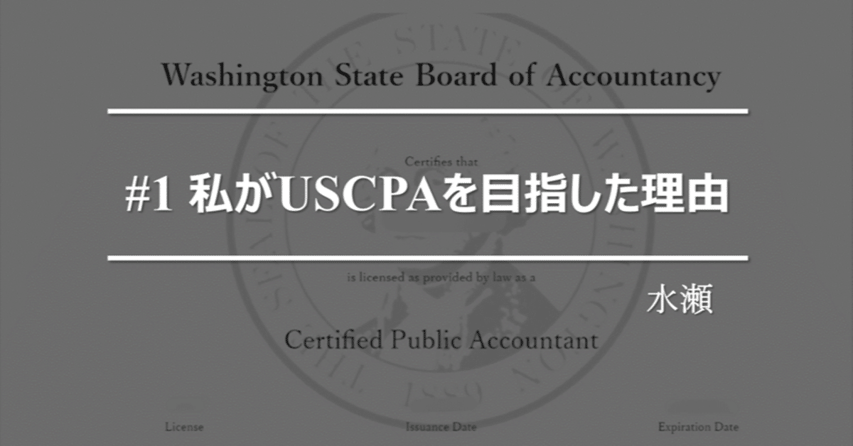 USCPA | #1 私がUSCPAを目指した理由｜水瀬