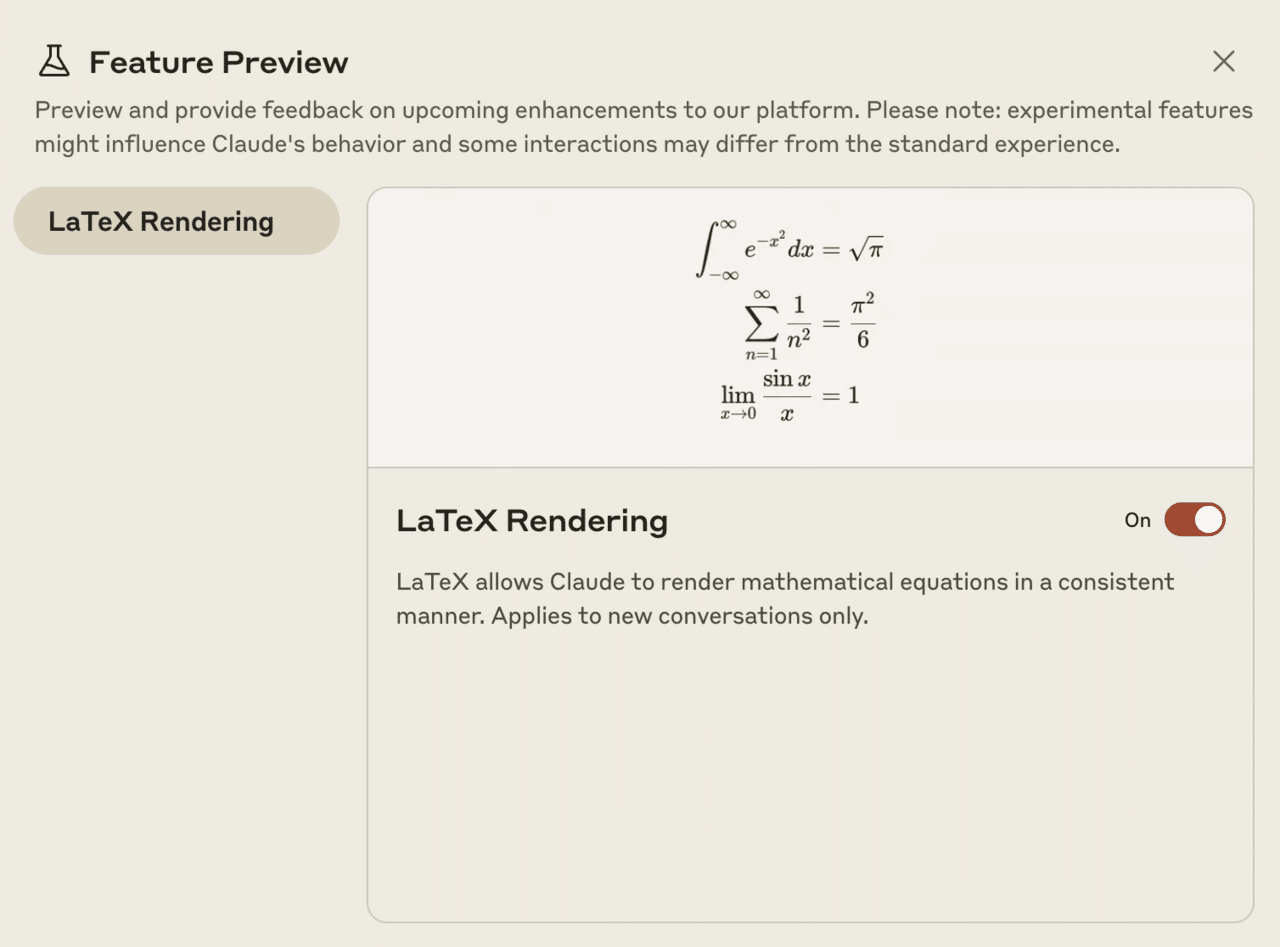 ClaudeにLaTeXレンダリングが追加されました。 ｜R連続体