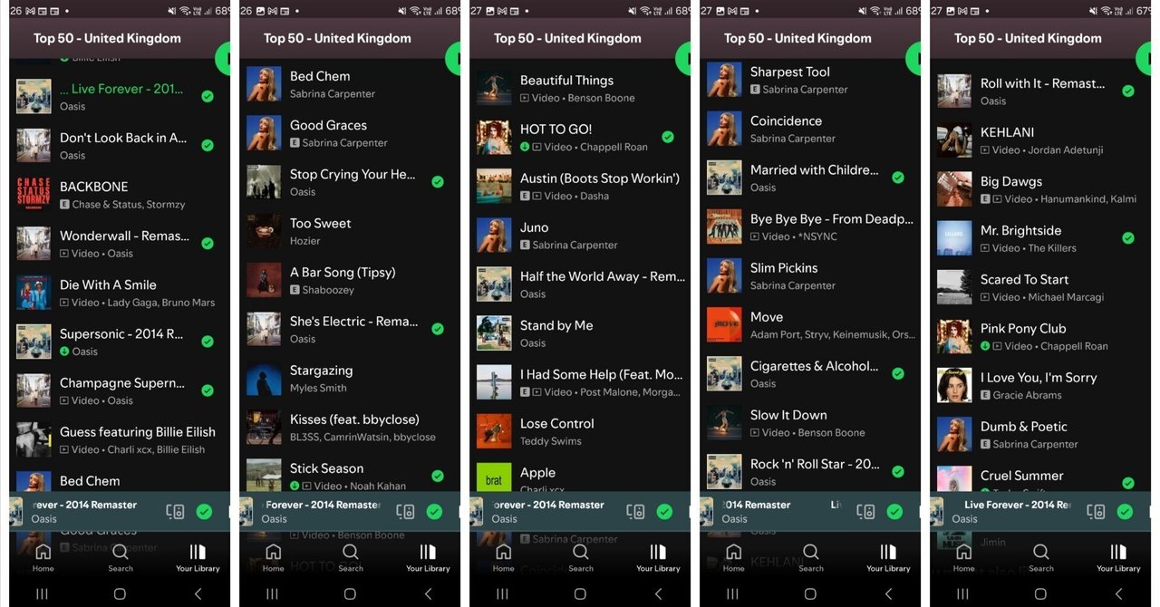 トップ50に13曲！イギリスのSpotifyのチャートがオアシスで独占に！｜THE MAINSTREAM(沢田太陽)