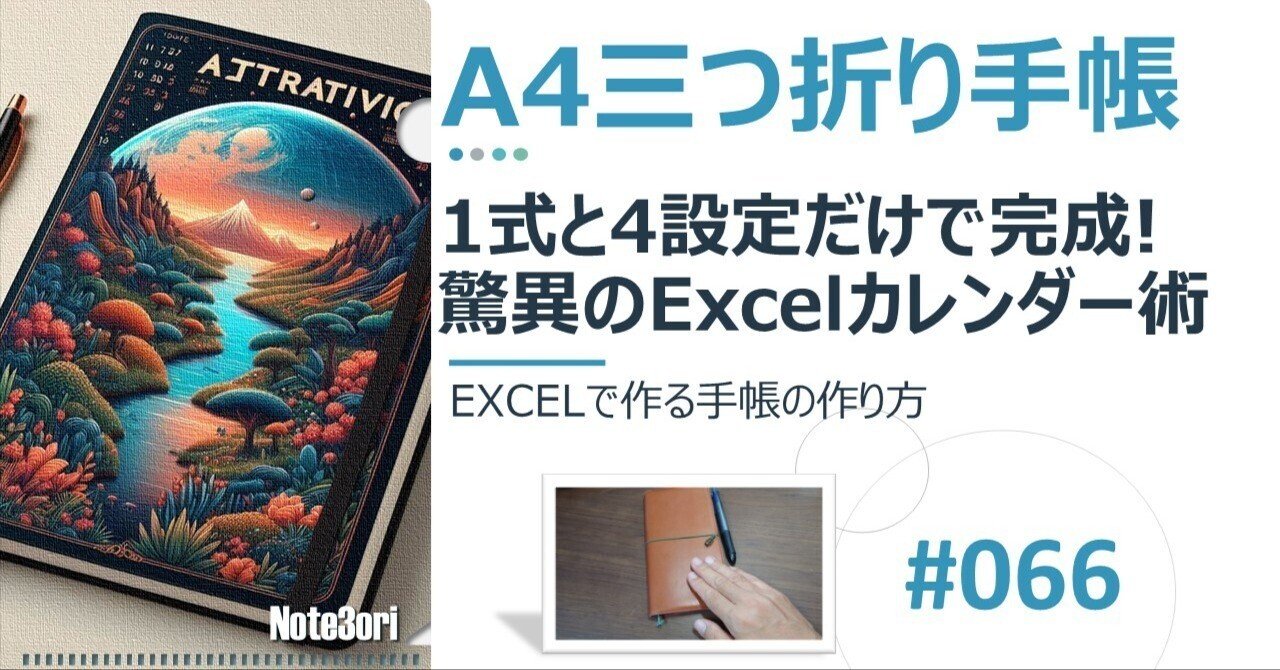 #066 1式と4設定だけで完成!驚異のExcelカレンダー術｜Note3ori