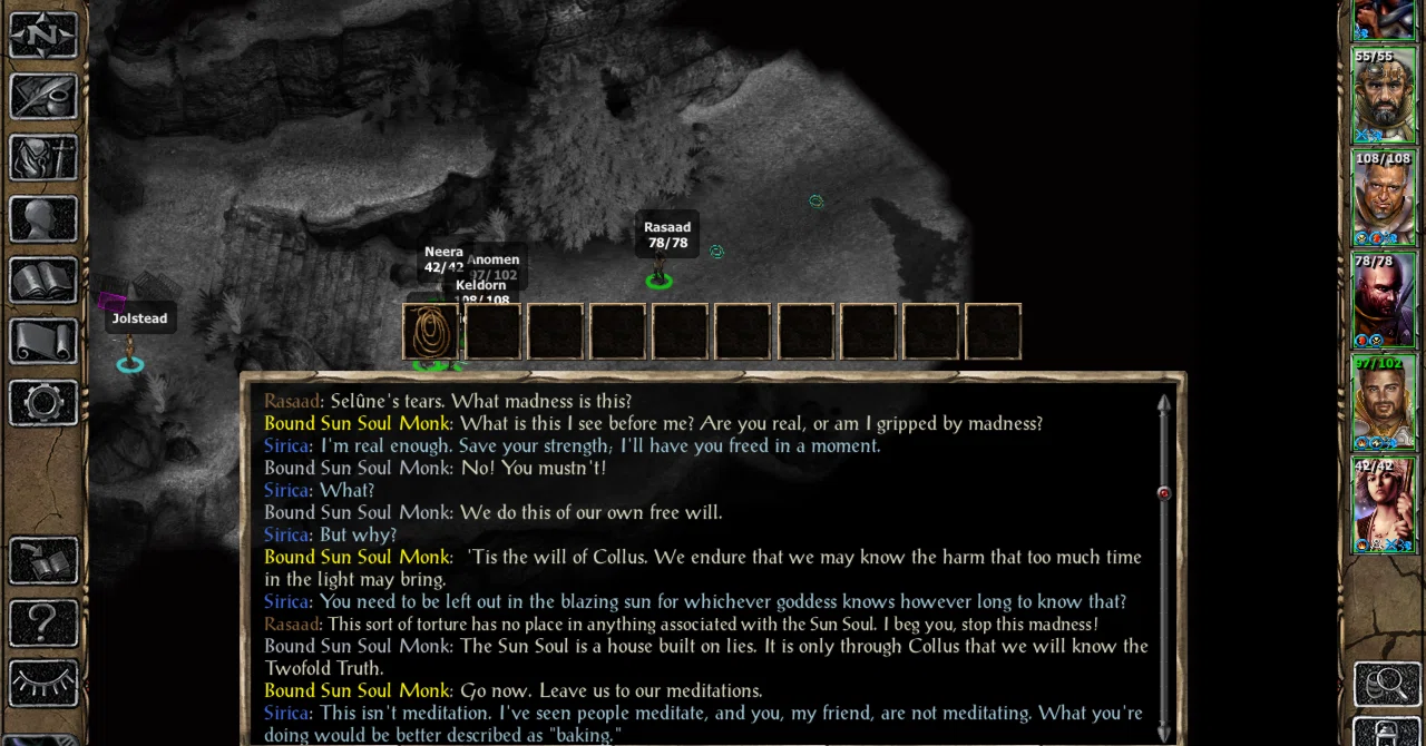 BG2, SoA, ラサードのクエスト＃9①、太陽に焼かれるモンクたち｜趣味のバルダーズゲート2プレイ翻訳