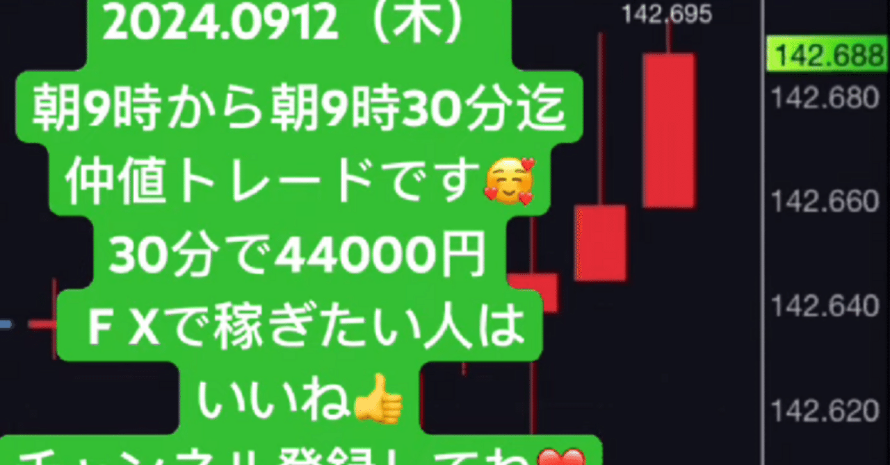 【FX初心者必見！仲値トレード動画】2024.0912（木）朝9時から9時30分まで仲値前トレードです😍｜FXトレードマスターちはる