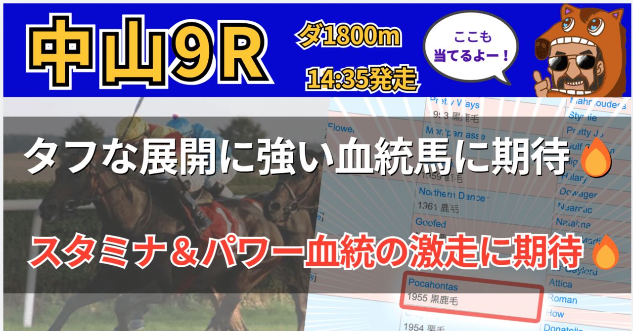 9/16中山9R ダート1800m【14時35分発走🔥】｜追い切り・血統予想ログ