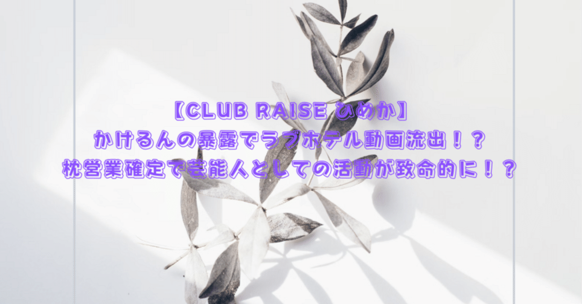 【CLUB RAISE ひめか】かけるんの暴露でラブホテル動画流出！？枕営業確定で芸能人としての活動が致命的に！？｜Sana💭