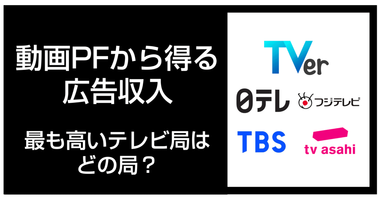 「TVer」等の動画プラットフォームから得る広告収入が最も高いテレビ局はどの局？｜官報ブログ +プラス