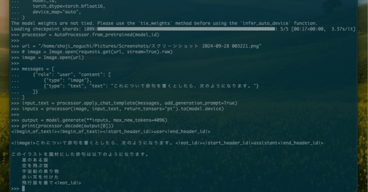 WSL2でLlama3.2-11B-Vision-Instructを試してみる｜noguchi-shoji