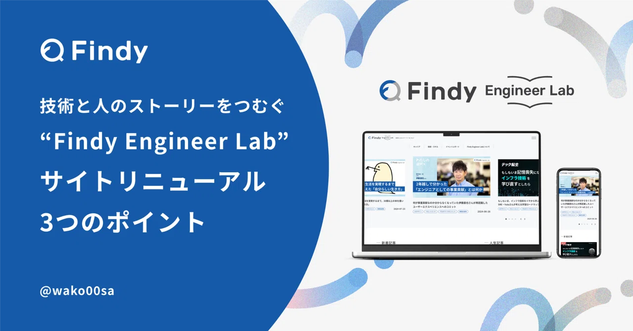 技術と人のストーリーをつむぐ“Findy Engineer Lab”サイトリニューアル3つのポイント｜wako