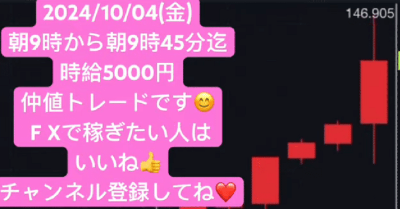 【FX初心者必見！稼ぎたい方へ！時給5,000円、仲値トレード動画です】2024.1004（金）朝9時から9時45分まで仲値トレード😍｜FXトレードマスターちはる