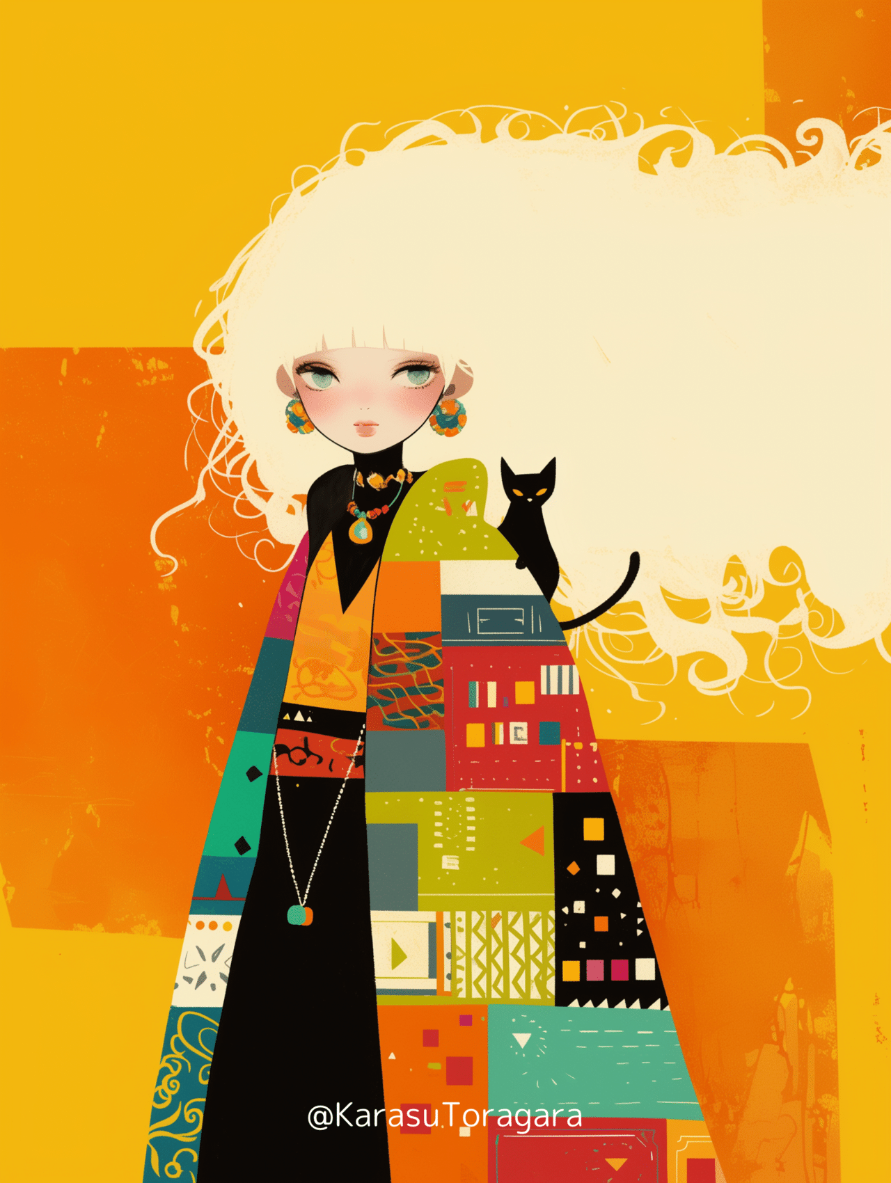 😇「猫の絵を頼みましたよ」 🤖「左肩に乗ってます」 うちのniji・journeyが、結構自由です。 12:13を回りました。 お昼休み、楽しまれてください。｜Trgr / カラストラガラ ...