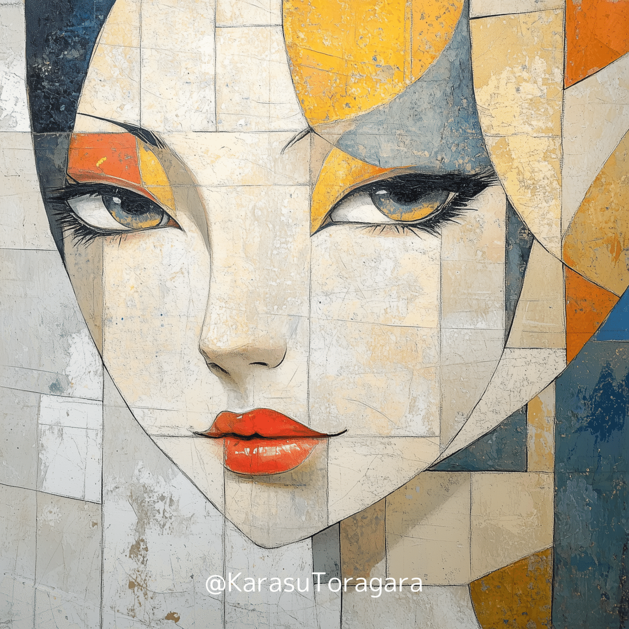 アジア的な抽象肖像画を描いてみました。 22:02を回りました。 良い夜を。｜Trgr / カラストラガラ | モチベーションUP | フォロバ100