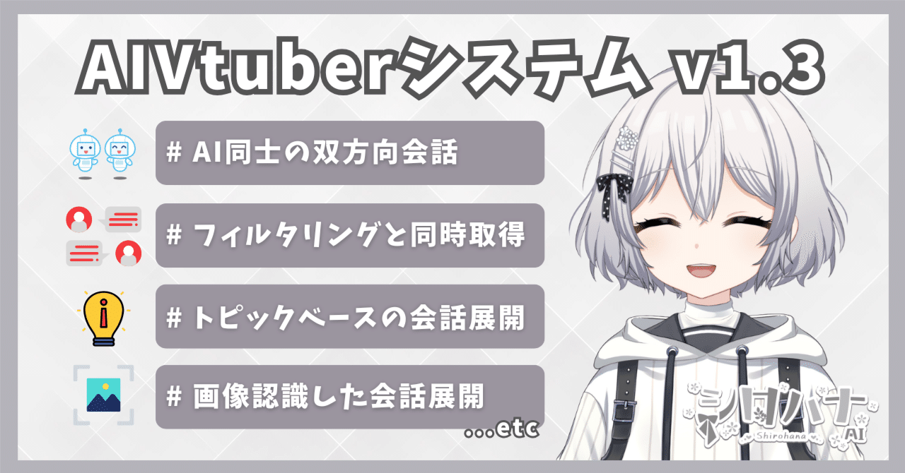 AIVtuberシロハナちゃん(v1.3)機能紹介｜yuki-P
