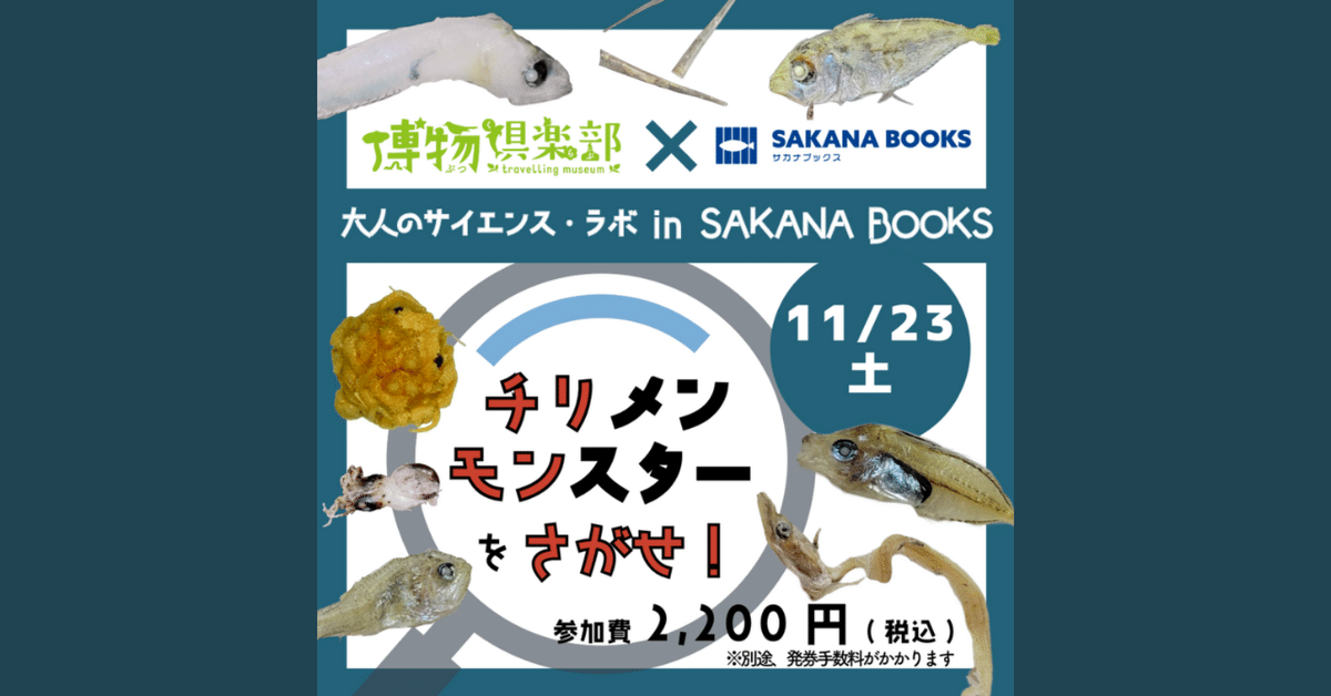 11/23(土)『チリメンモンスターをさがせ！』大人のサイエンス・ラボ in SAKANA BOOKS 開催決定！ ＊各回先着12人｜SAKANA BOOKS｜サカナブックス