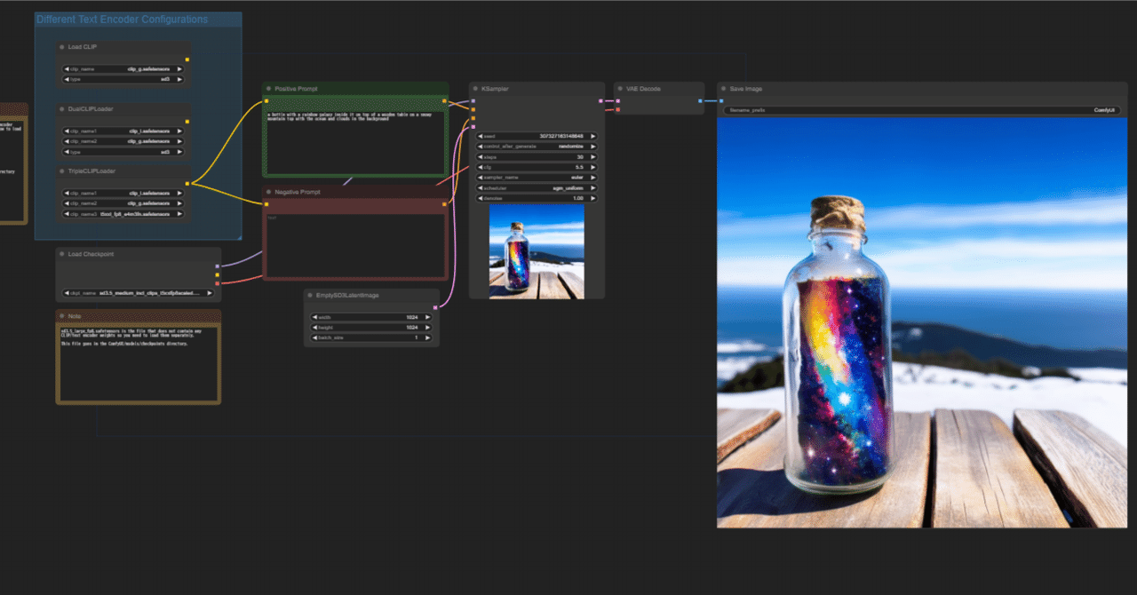 ComfyUI SD3.5 medium を試す｜Yuki