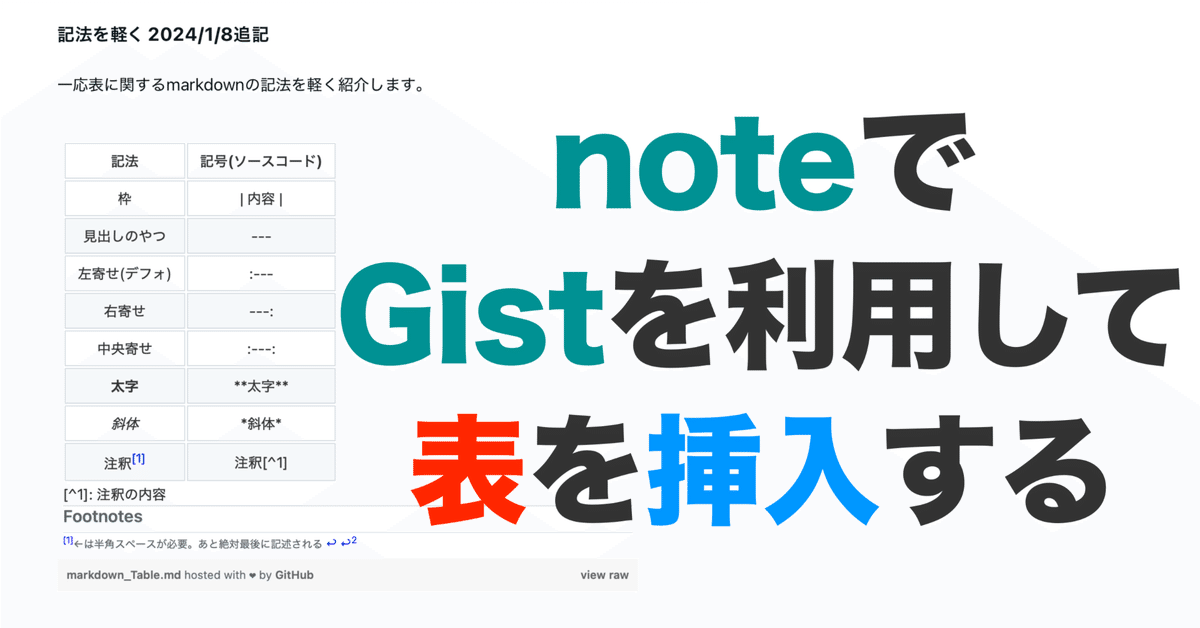 noteに表を埋め込む (Gist)｜Uliboooo (うりぼう)