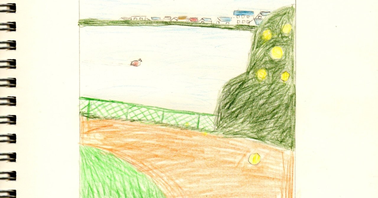 イラスト日記/ 今日のスケッチ「遊歩道」｜nao kamimura