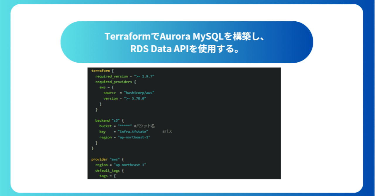 TerraformでAurora MySQLを構築し、RDS Data APIを使用する。｜Techoes-HR