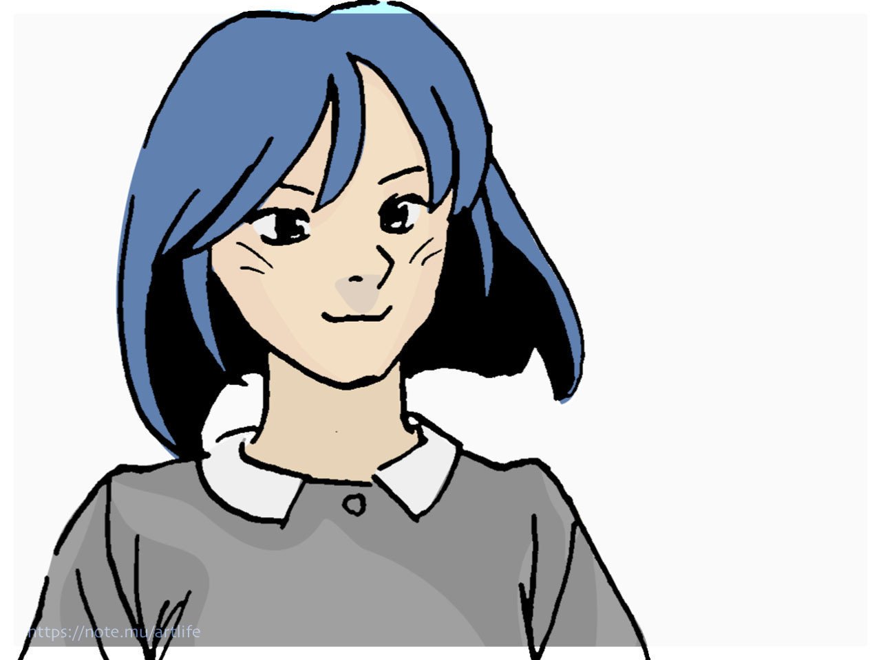 年齢とタッチはこのラインで行きたいのです。異次元層なのにファッションが地味ですね。 全身イラストは【バランス：異次元層】に収録しました。 https://note.mu/artlife/n ...