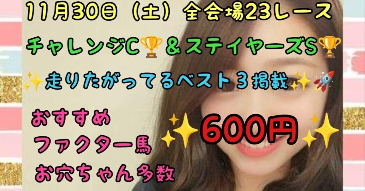 数量限定早割り‼️11月30日（土）全会場23レース分🏇ステイヤーズs🏆チャレンジc🏆️ 美味しい穴馬多数 よゆーすけ的買えるファクターがこの
