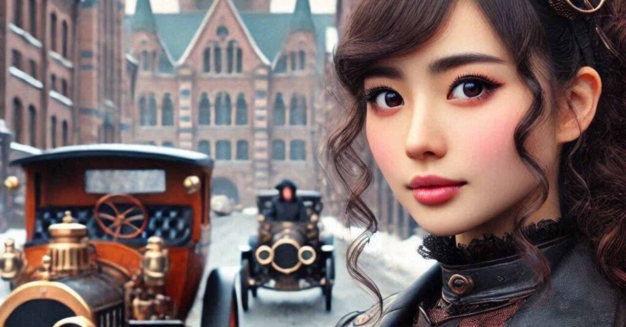 革製ドレス de ストリート、スチームパンク、ロードスター @Copilot & ImageFX＋プロンプト｜茜町春彦