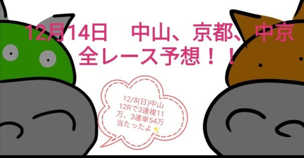 【競馬】1214土中山、京都、中京全レース予想!!先週はどでか当たりありがとうございました!!|tomon
