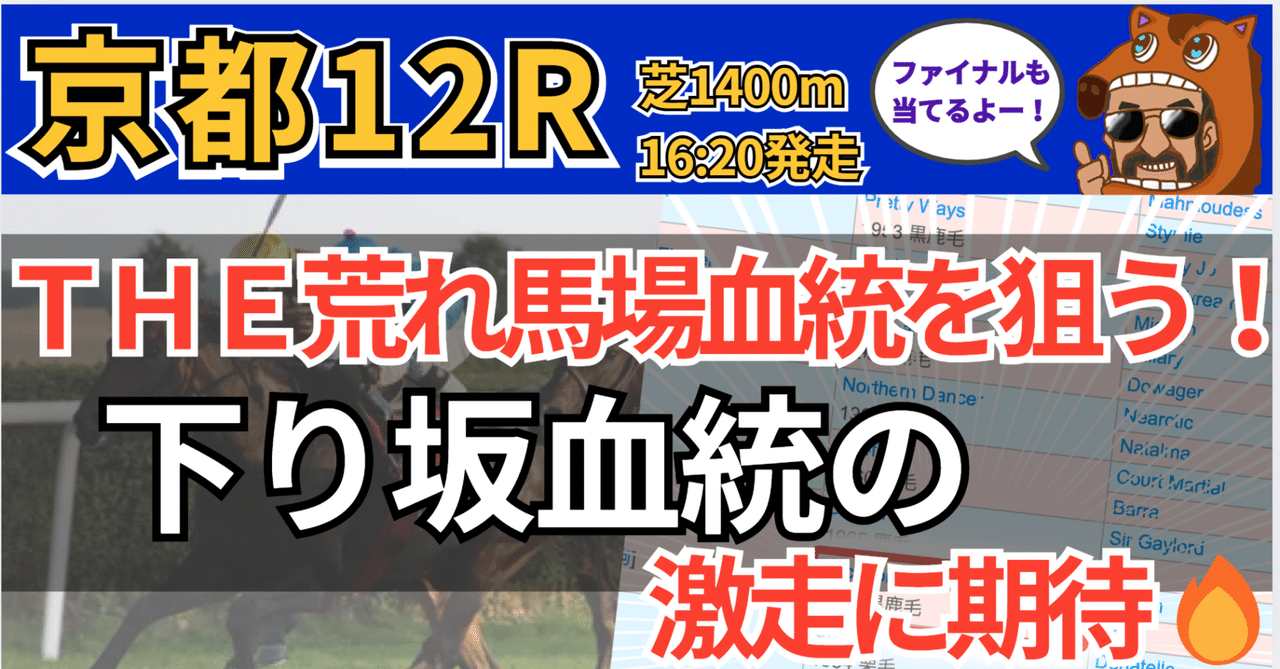12/15(日)京都12R 芝1400m【ファイナル勝負レース🔥16時20分発走】｜追い切り・血統予想ログ