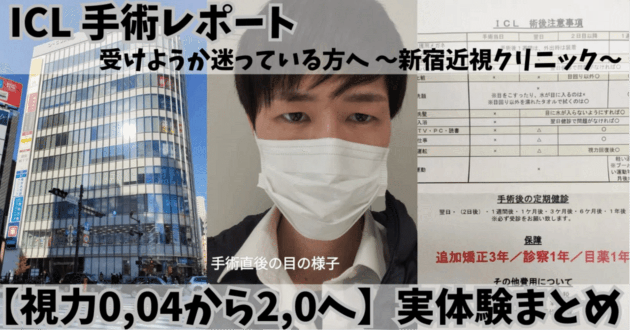 【新宿近視クリニック】ICL手術体験記 術後写真有 流れとメリットデメリット｜Hiroスポーツと美容中心＠フォロバ100