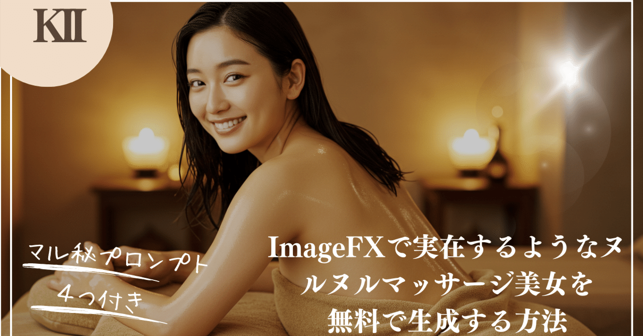 【㊙のプロンプト付き】ImageFXで実在するようなヌルヌルマッサージ美女を無料で生成する方法｜KII