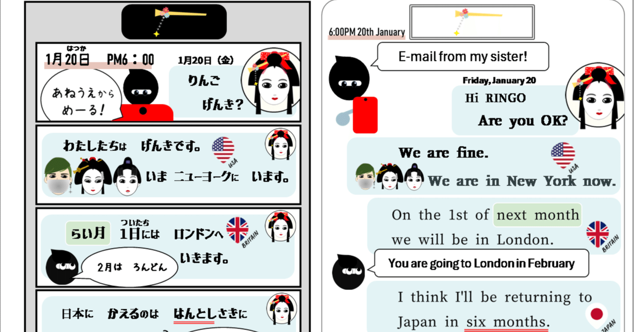 「日付 9」はんとし後・6か月後｜こどものにほんご｜Ise-roku
