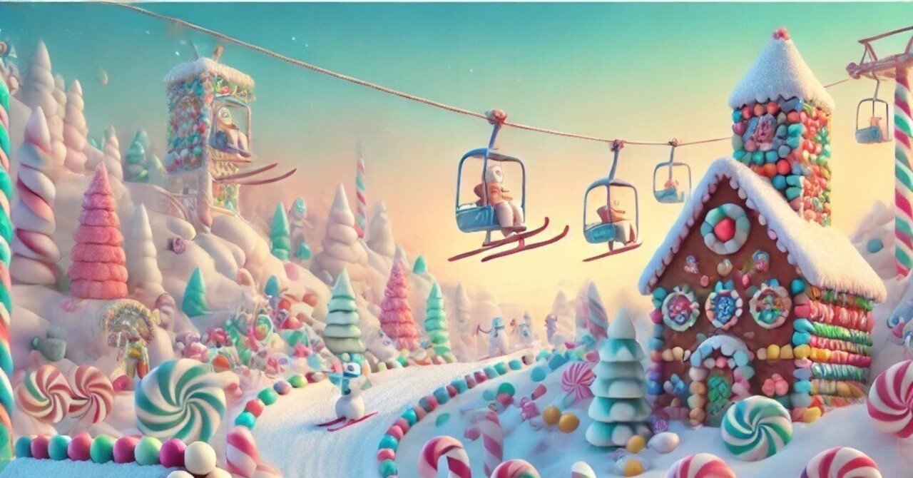 おとぎ話イラストつぶやき⑧『お菓子のスキー場』｜Masamichi Takuya