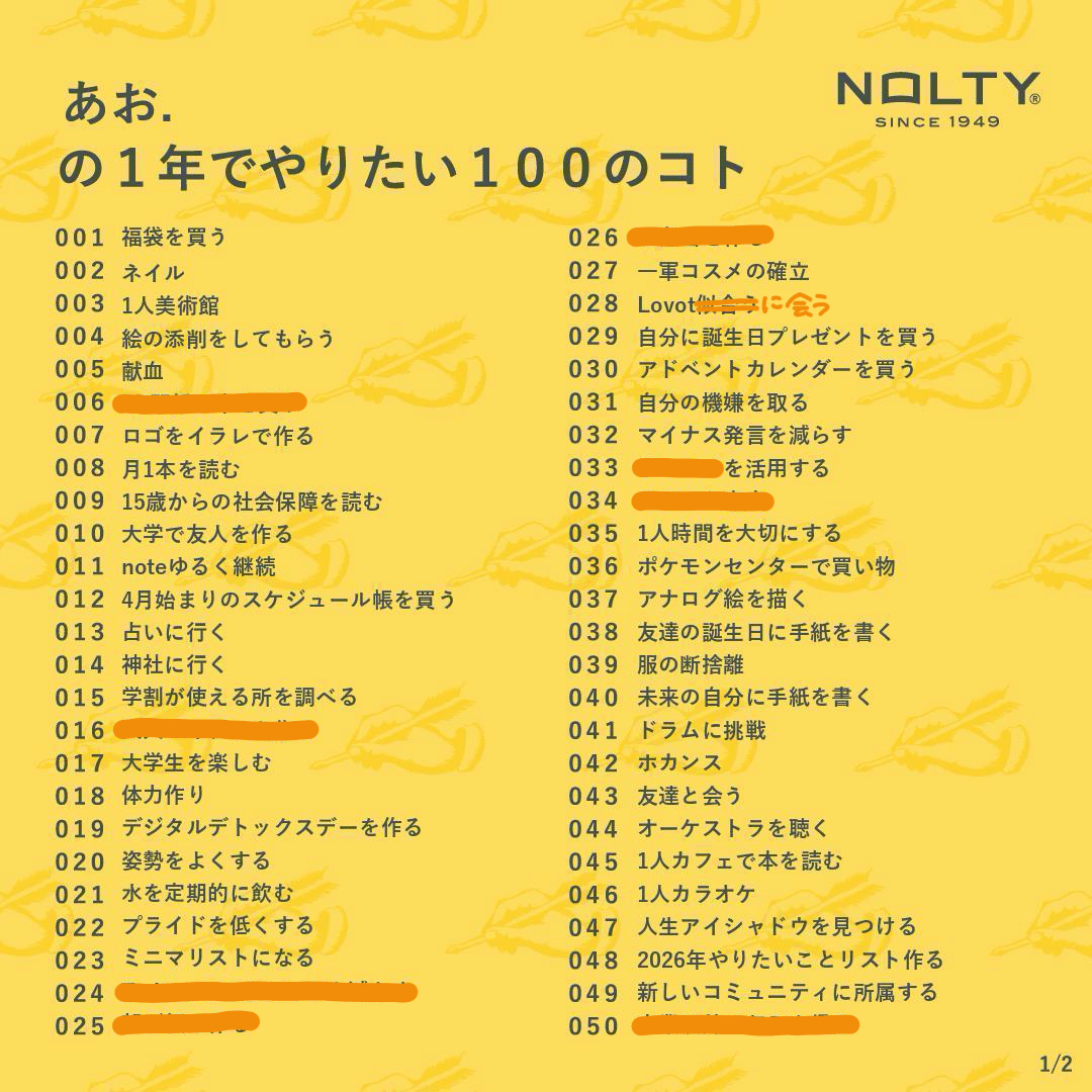NOLTYで2025年やりたいことリスト作ってみた！｜あお. | 社会人大学生