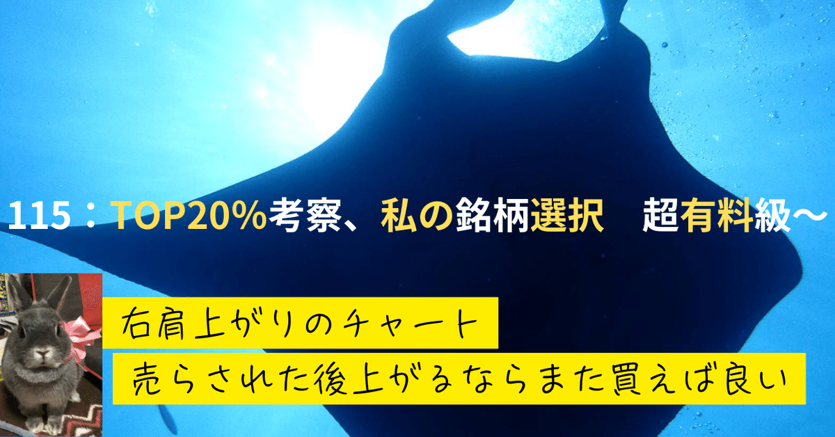 115：TOP20％考察、私の銘柄選択 超有料級～｜元証券マントレーダーE-kuma