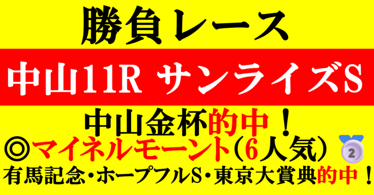 1/6 勝負レース 中山11RサンライズS＋メモ馬1頭｜オジュウチャンネル