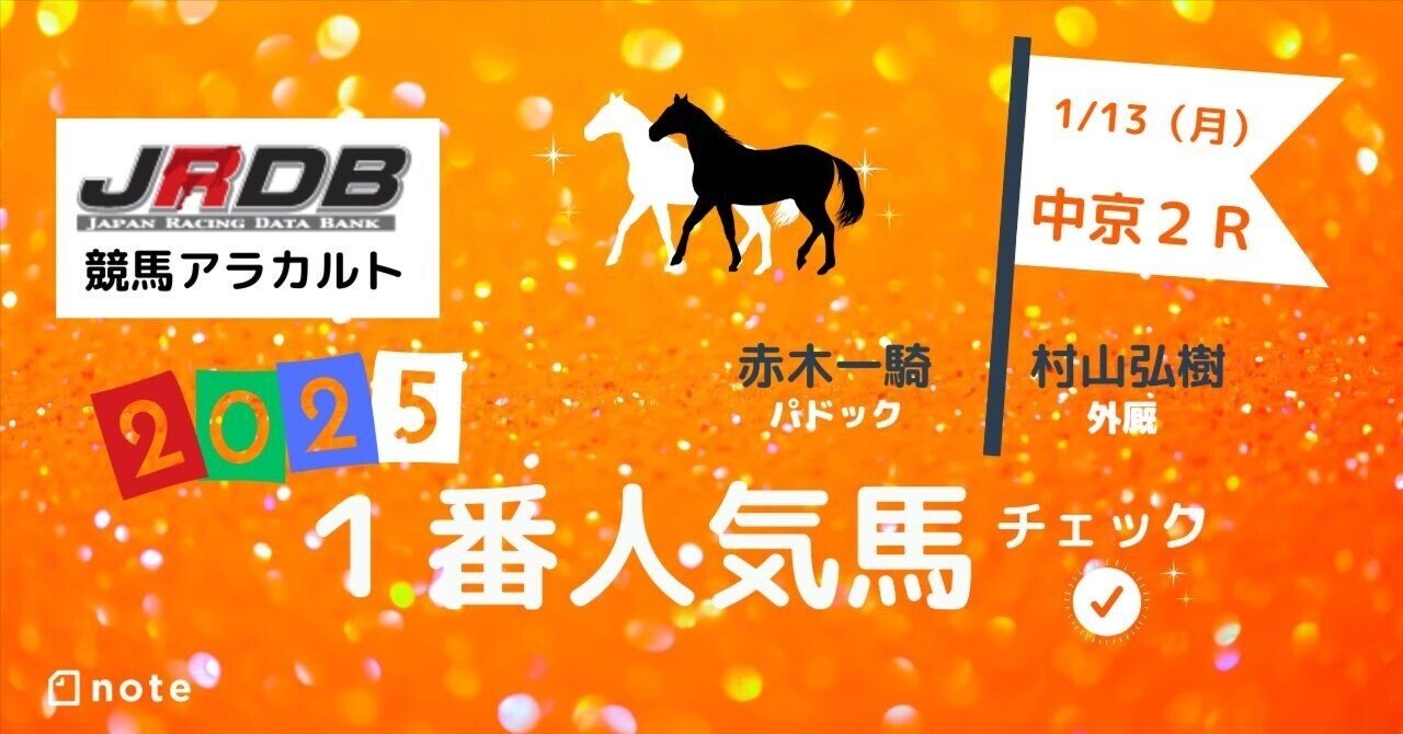 1/13（月）中京2R 1番人気馬チェック｜JRDB 競馬アラカルト