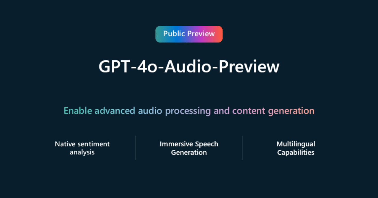 GPT-4o-Audio-Previewの紹介: 音声強化型AIインタラクションの新時代｜daka | Microsoft | AI